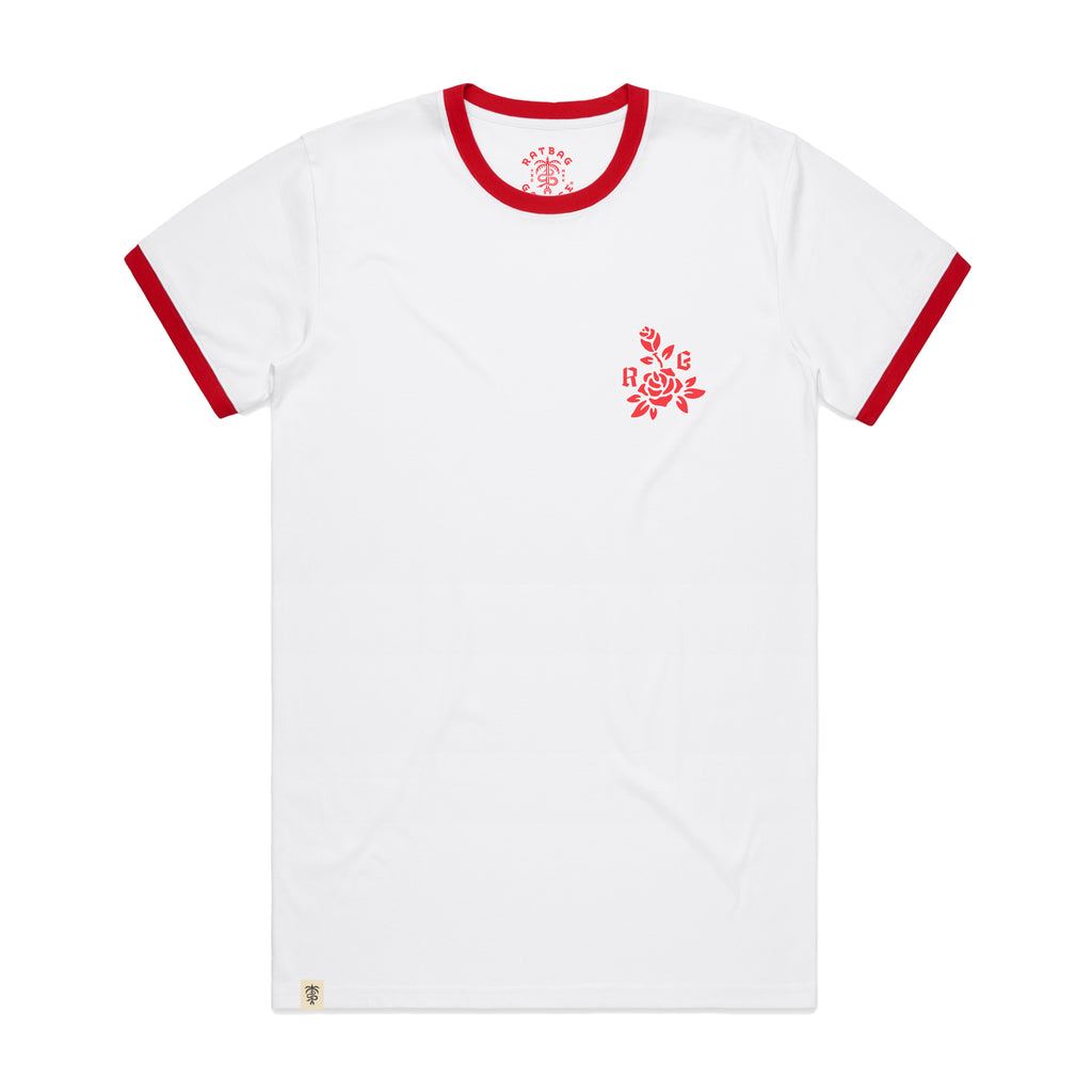 Ode To The Reckless Mens/Red White Ringer Vintage Cotton Graphic T-Shi ...